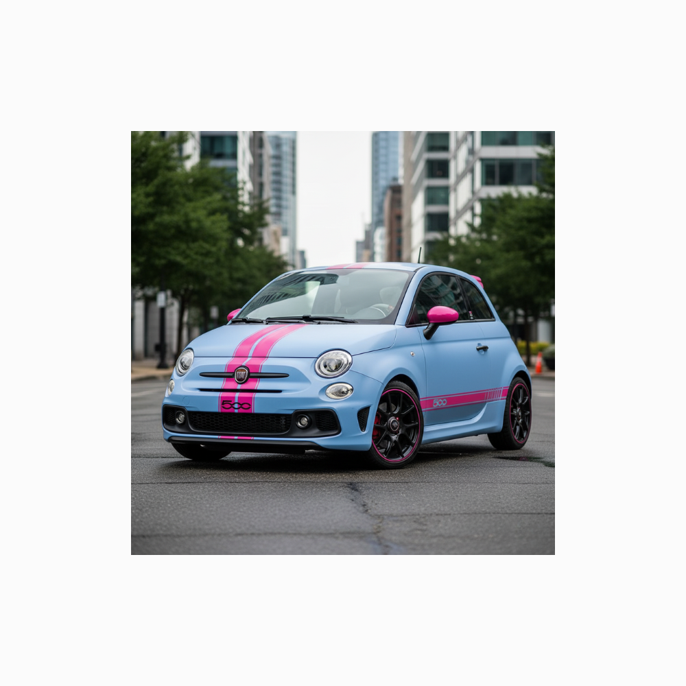 Wrapping Fiat 500 Pop: Powder Blue Fit Pink Innotech – Tampilan Sporty ...