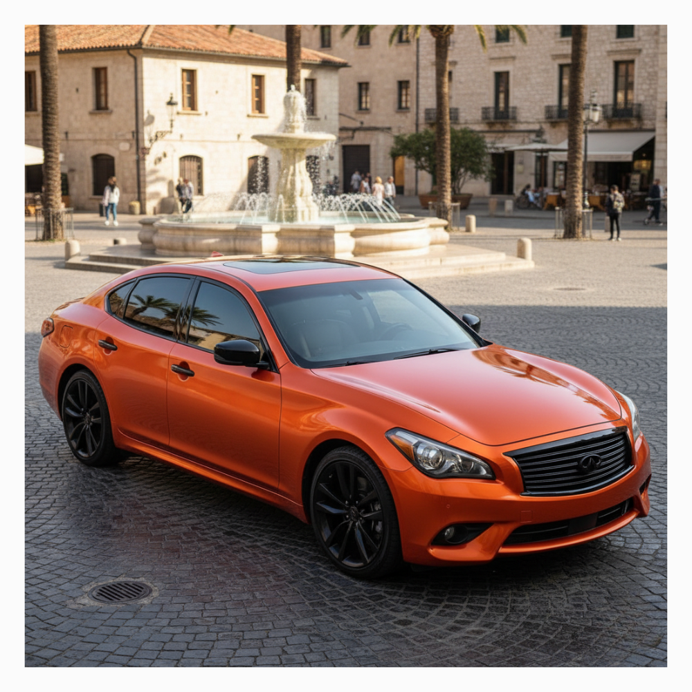 Wrapping Mobil Infiniti M56 Papaya Orange: Custom & Protektif – Meta ...