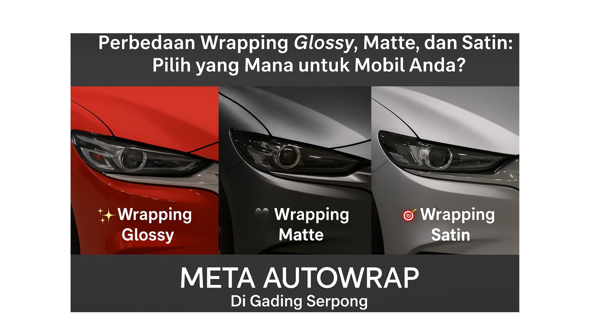 Perbedaan Wrapping Glossy, Matte, dan Satin | Meta Auto Wrap Serpong – Meta Autowrap